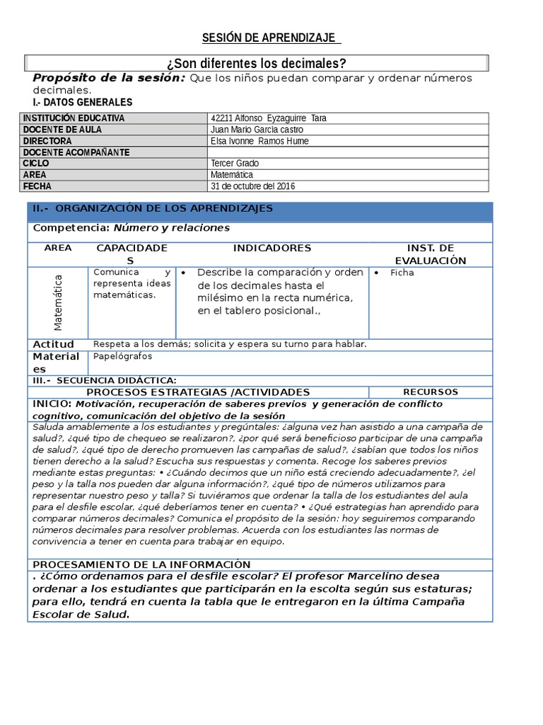 Comparando y ordenando números decimales | PDF | Decimal | Maestros