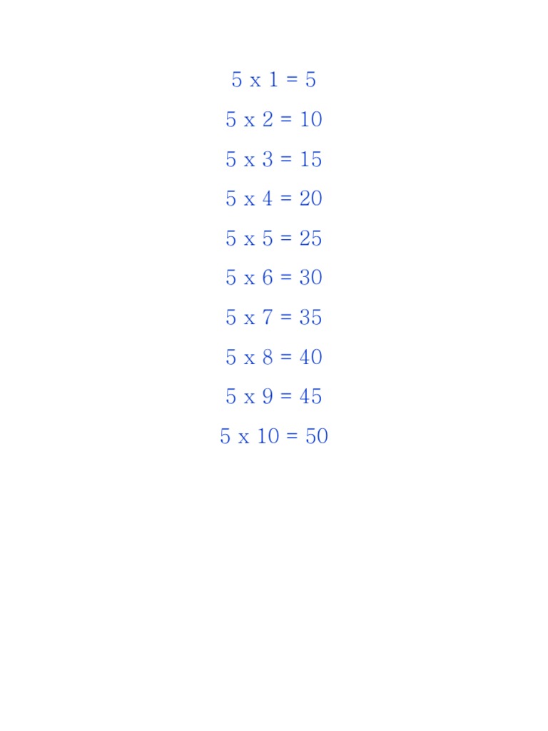 Learn Maths - 5 - Table of 5 | PDF | Teaching Methods & Materials