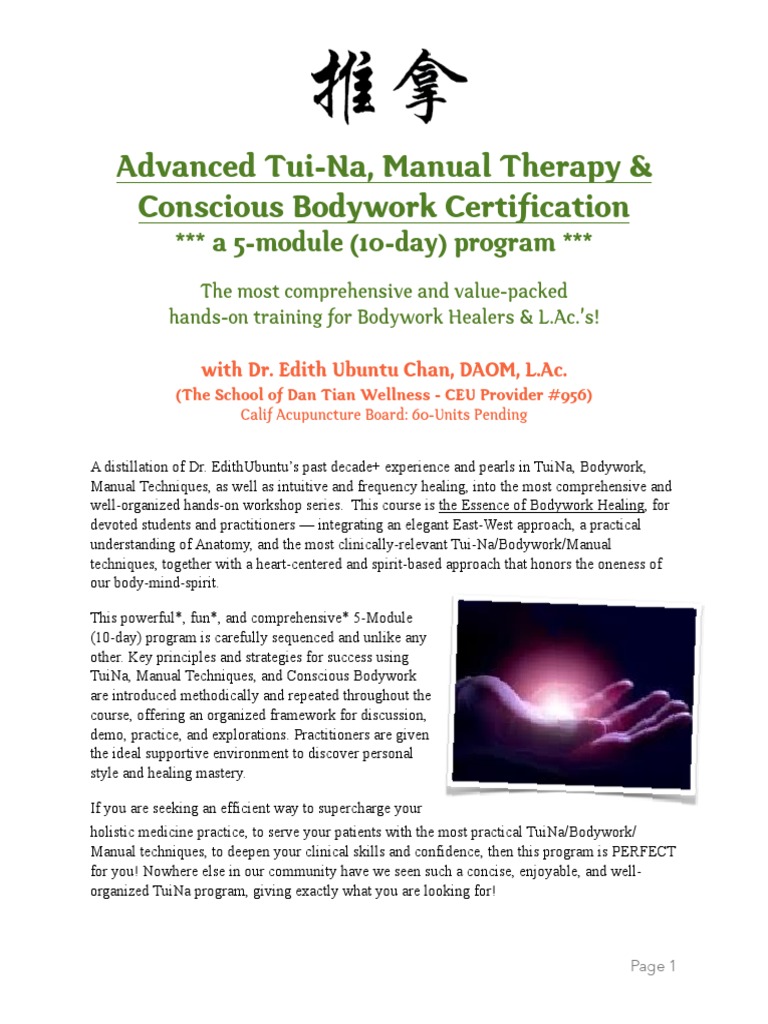 Advanced Tui-Na, Manual Therapy & Conscious Bodywork Certification ...