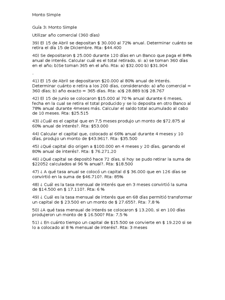 Matematicas Financieras Monto Simple | Descargar gratis PDF | Economias ...