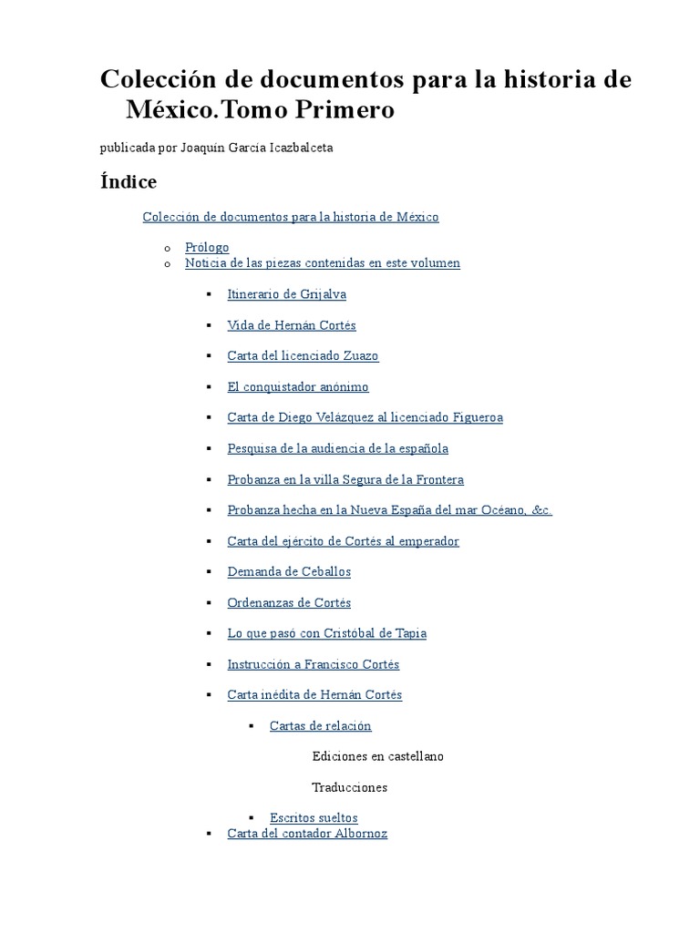 Colección de Documentos para La Historia de México | PDF | Hernán ...