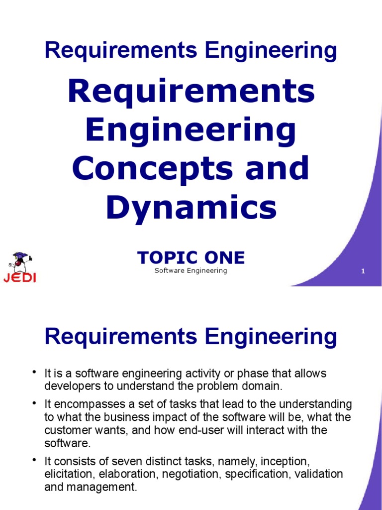 Jedi Slides 3 1 Requirements Engineering Concepts Pdf Specification Technical Standard