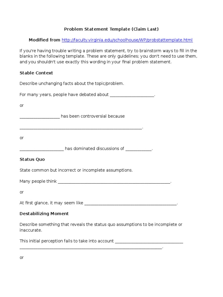 Problem Statement Template | PDF