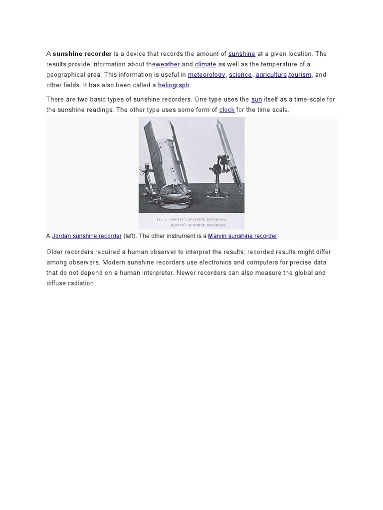 Sunshine Recorder: Definition & Uses | PDF