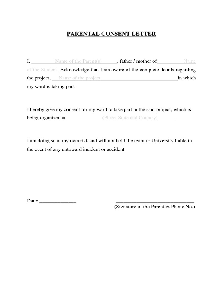 Parental Authorization Letter Sample Sample Letter: Students Consent