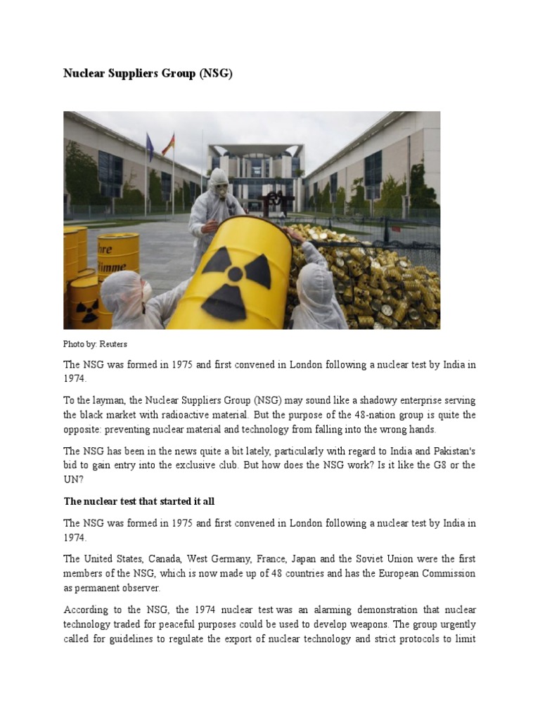 Why Nuclear Suppliers Group | PDF | Nuclear Proliferation | Treaty On ...
