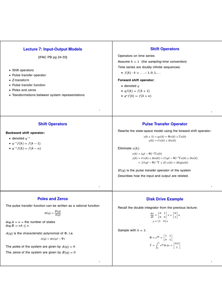 Lecture 7: Input-Output Models Shift Operators | PDF | Algorithms ...