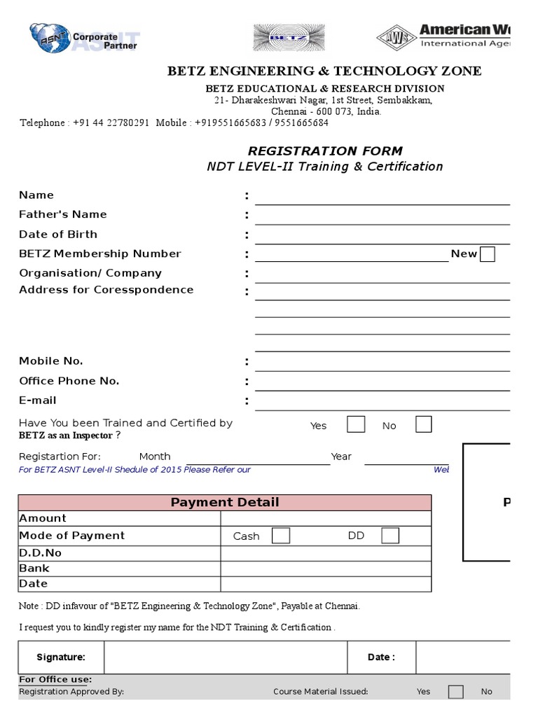 Betz Engineering & Technology Zone: NDT LEVEL-II Training ...
