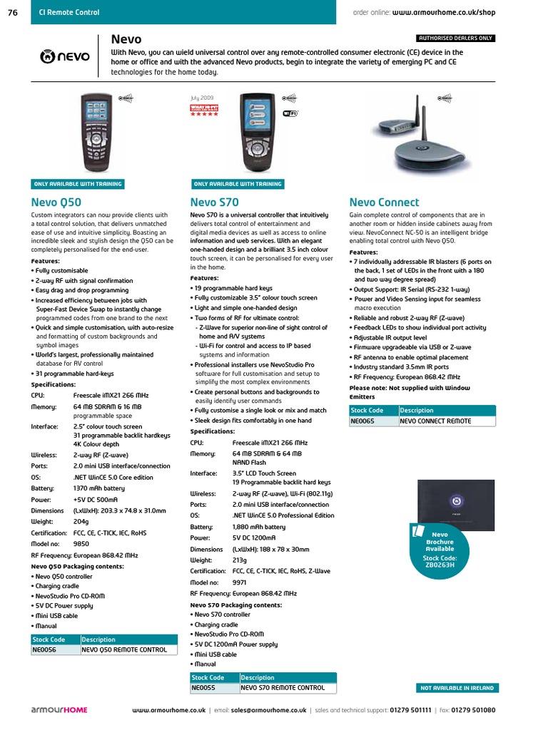 Nevo Q50 Nevo S70 Nevo Connect: July 2009 | PDF | Electrical Connector ...