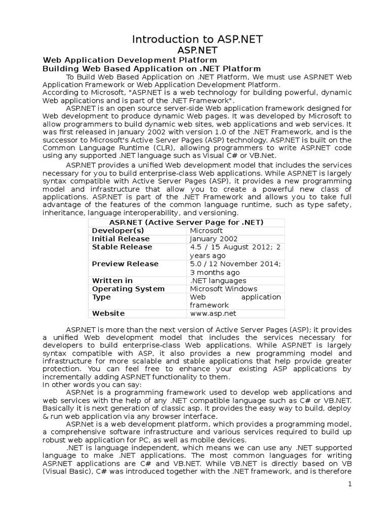 Introduction To ASP | PDF | Web Application | Internet Information Services