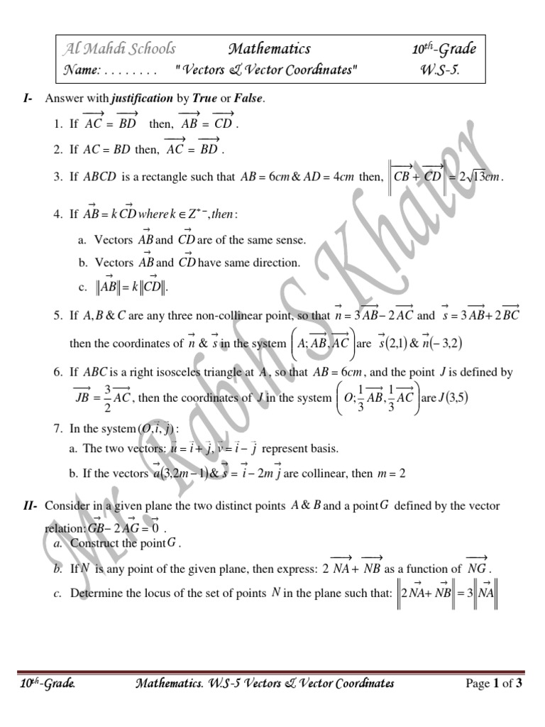 Vector Operations and Collinearity Concepts | PDF | Triangle | Plane ...
