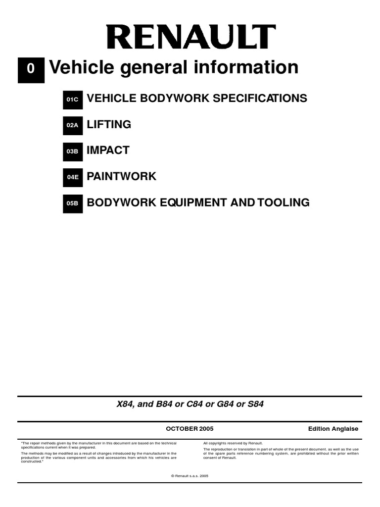 Vehicle General Information: Vehicle Bodywork Specifications Lifting ...