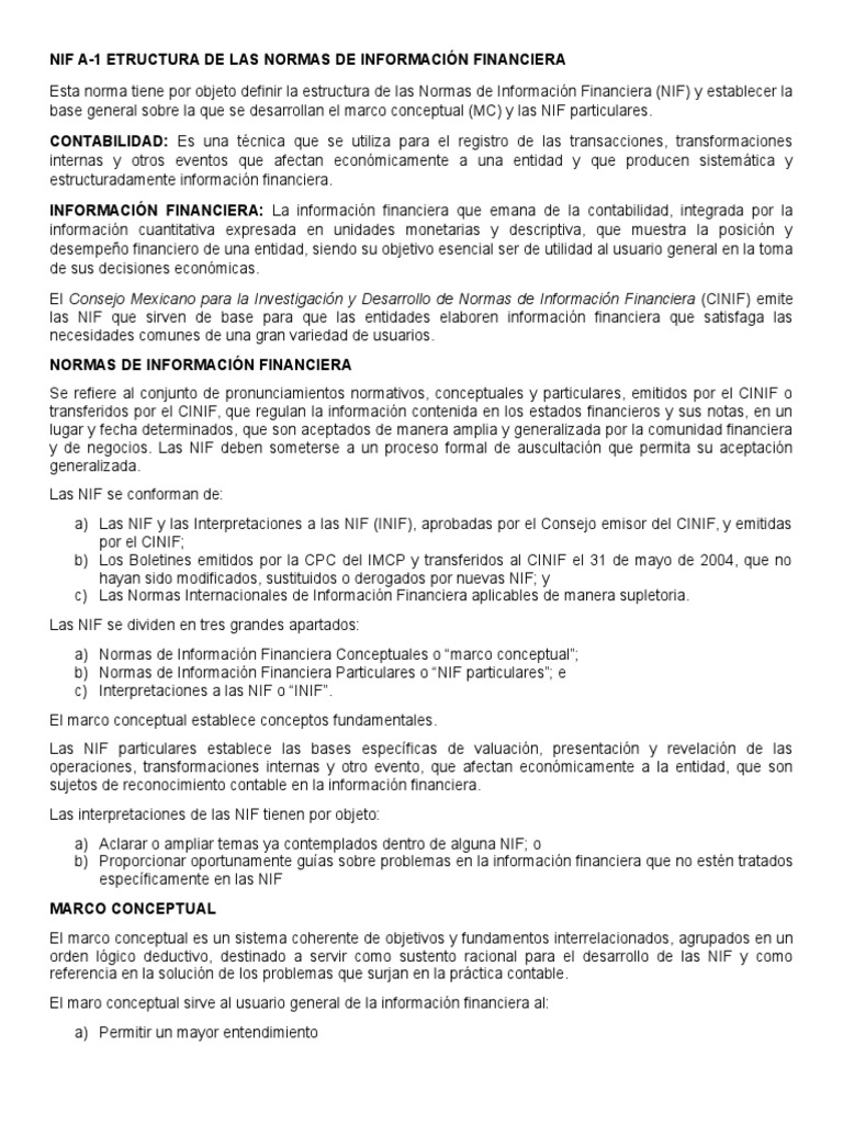 Nif A1 | PDF | Estado financiero | Contabilidad