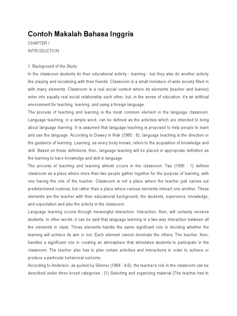 Contoh Makalah Bahasa Inggris | PDF | Learning | Teachers