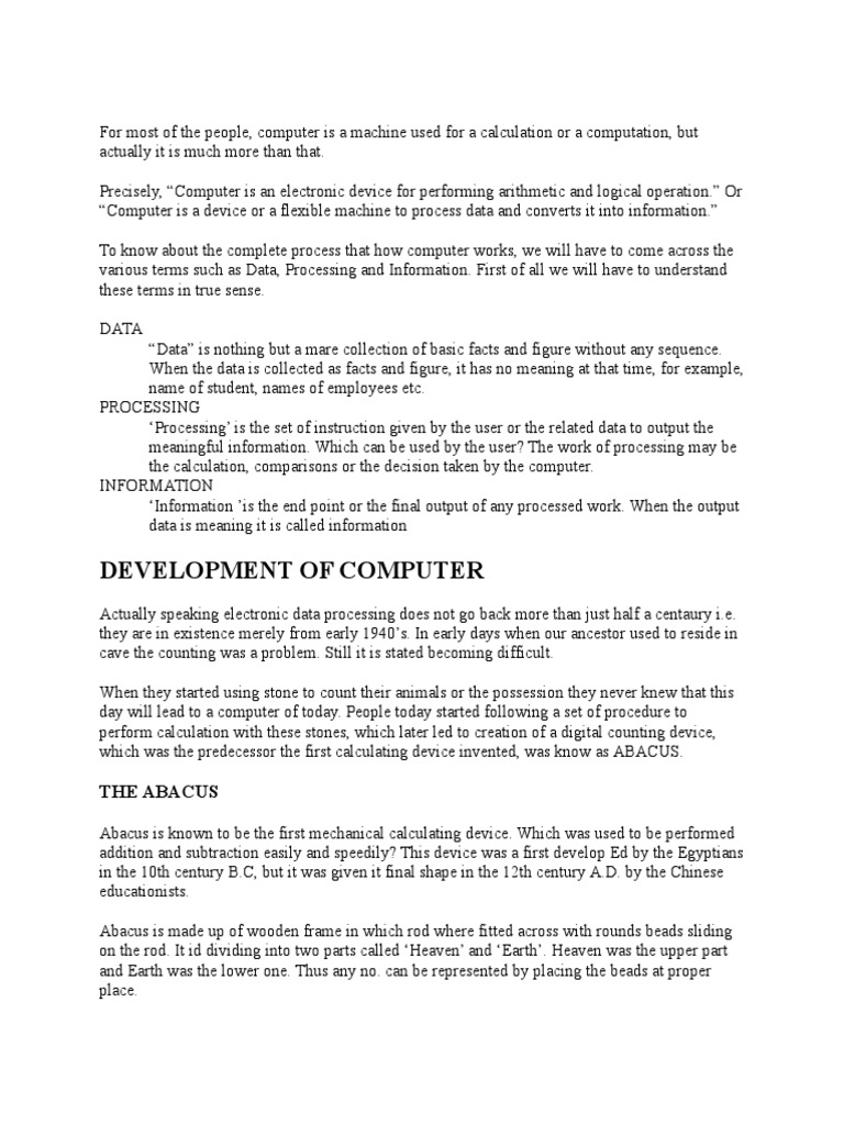 Development of Computer: The Abacus | PDF | Integrated Circuit | Microprocessor
