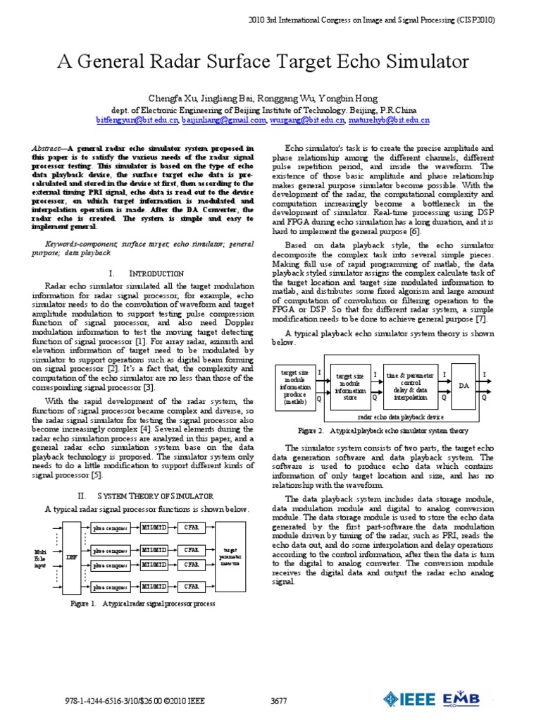 (2010) A General Radar Surface Target Echo Simulator | PDF | Digital ...