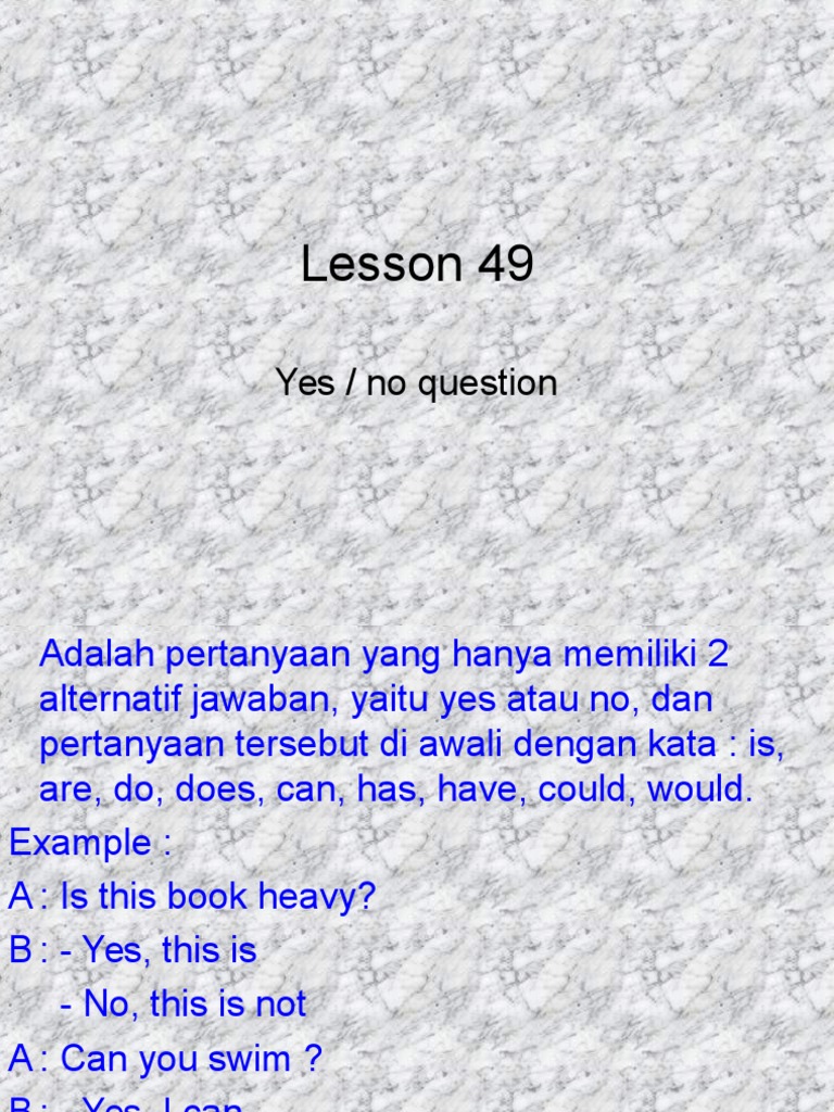Yes/No Questions in English | PDF