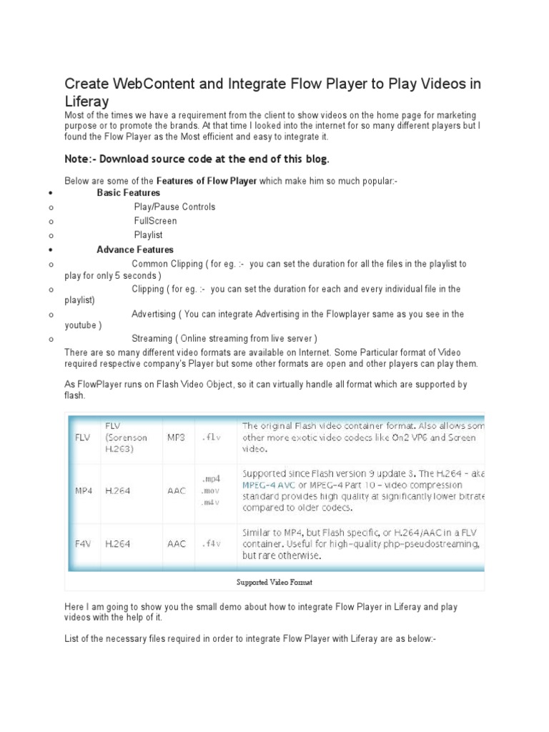 Create WebContent and Integrate Flow Player To Play Videos in Liferay | PDF | Adobe Flash | Java ...
