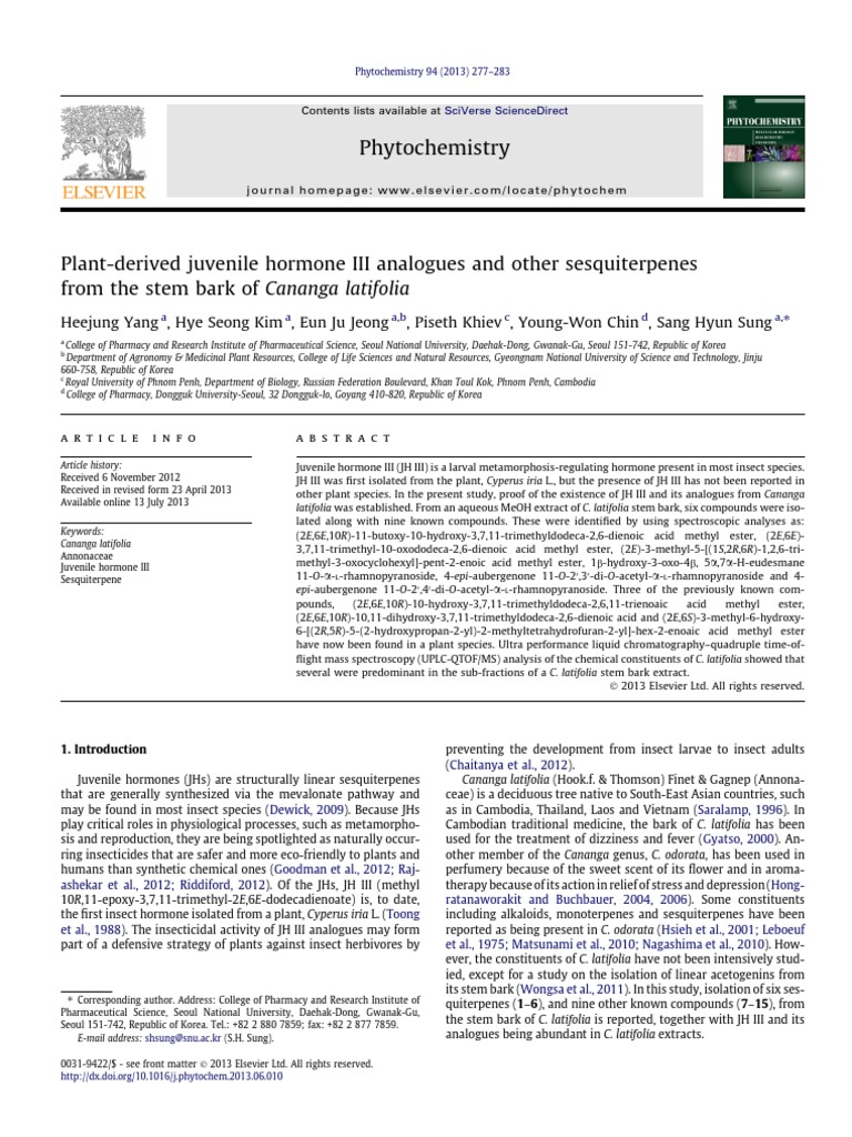 Phytochemistry: Heejung Yang, Hye Seong Kim, Eun Ju Jeong, Piseth Khiev ...