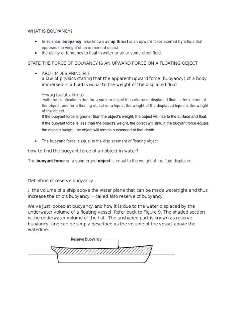 The Ability or Tendency To Float in Water or Air or Some Other Fluid | PDF