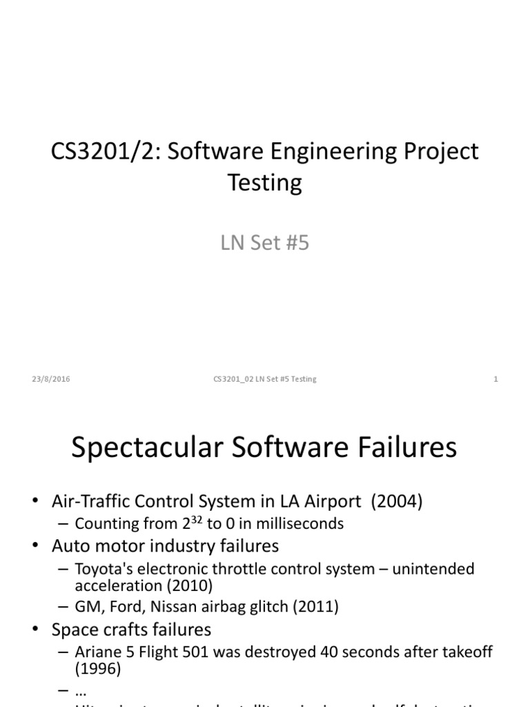 CS3201/2: Software Engineering Project Testing: LN Set #5 | Download ...