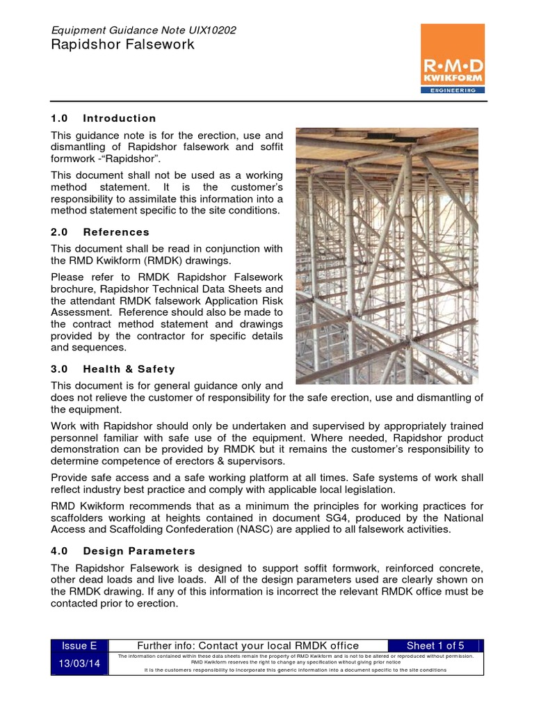 Rapidshor Falsework Installation Guide | PDF | Scaffolding ...