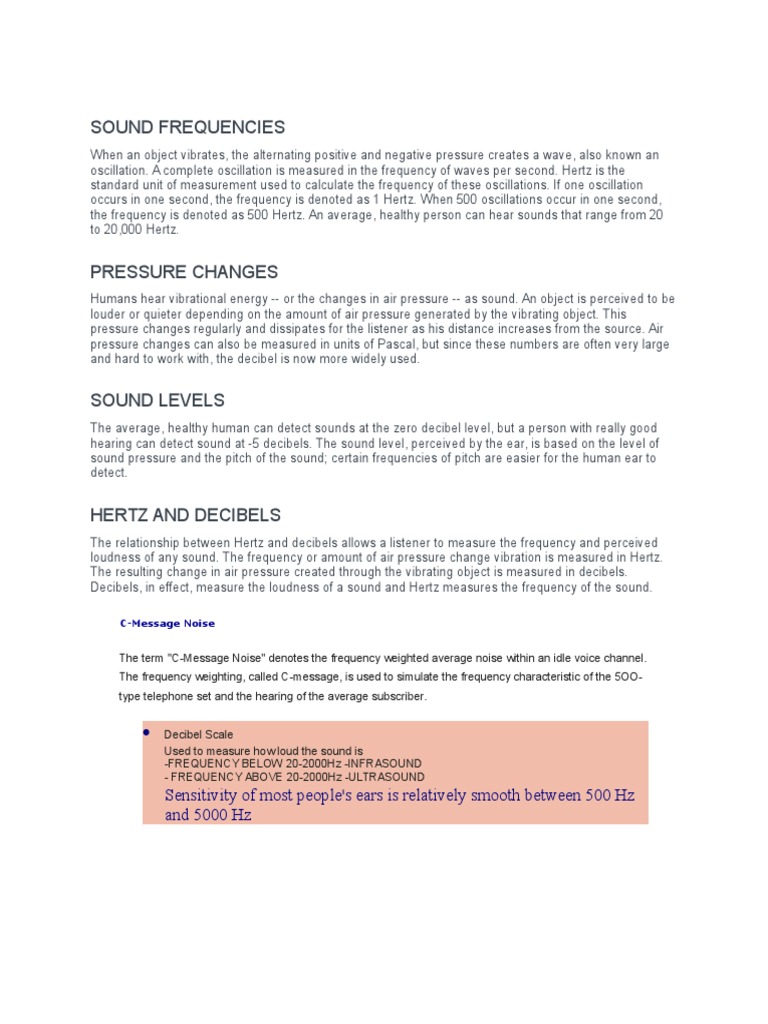 Sound Frequencies: Sensitivity of Most People's Ears Is Relatively ...