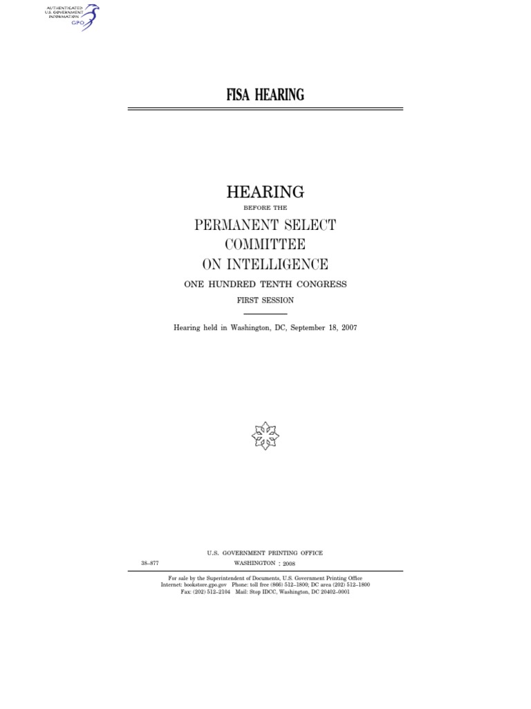 Fisa Hearing: Hearing Permanent Select Committee On Intelligence | PDF ...