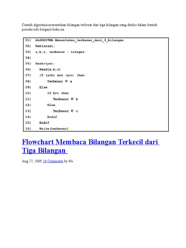 Contoh Algoritma Menentukan Bilangan Terbesar Dari Tiga Bilangan Yang ... Contoh Algoritma Menentukan Bilangan Terbesar Dari Tiga Bilangan Yang ...