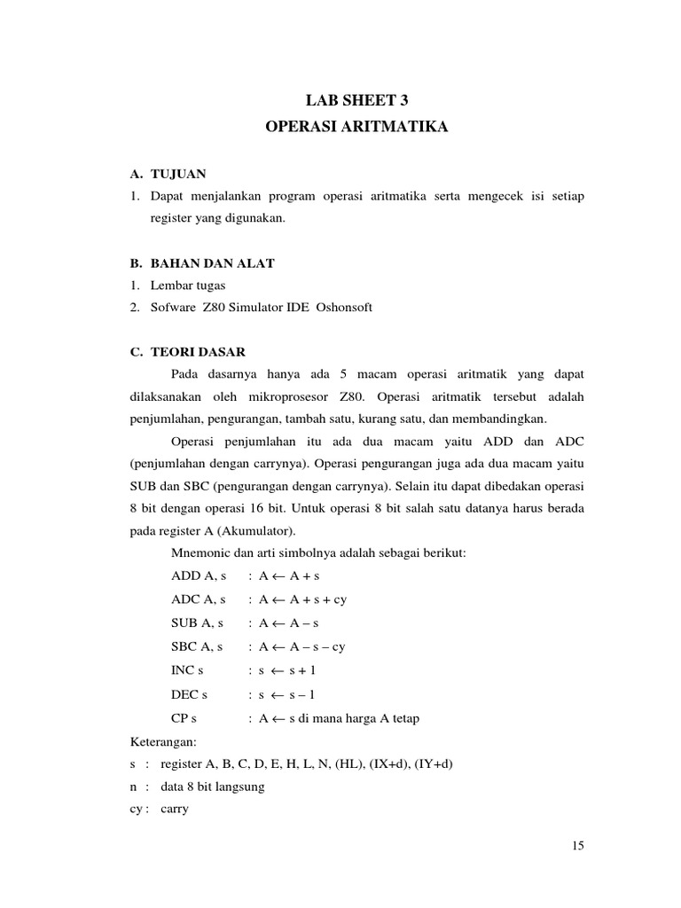 z80 Simulator - Lab Sheet 3 | PDF