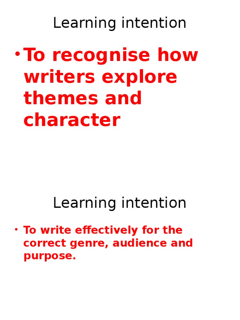 Learning Intentions English | PDF
