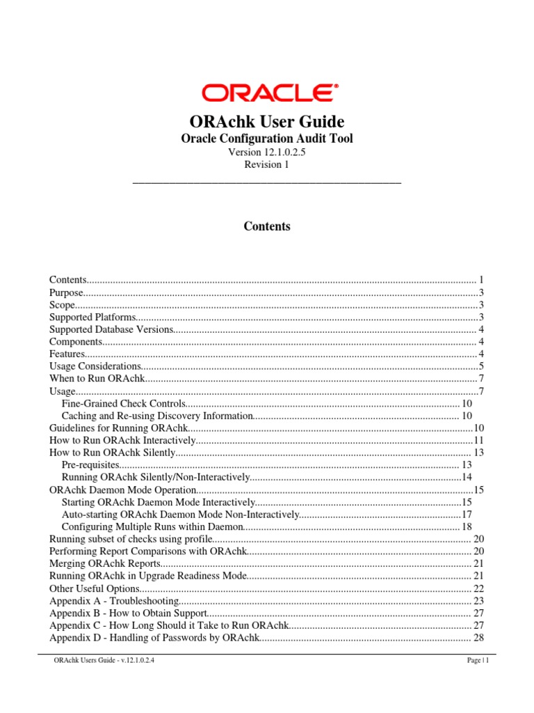 Orachk User Guide: Oracle Configuration Audit Tool | PDF | Sudo ...