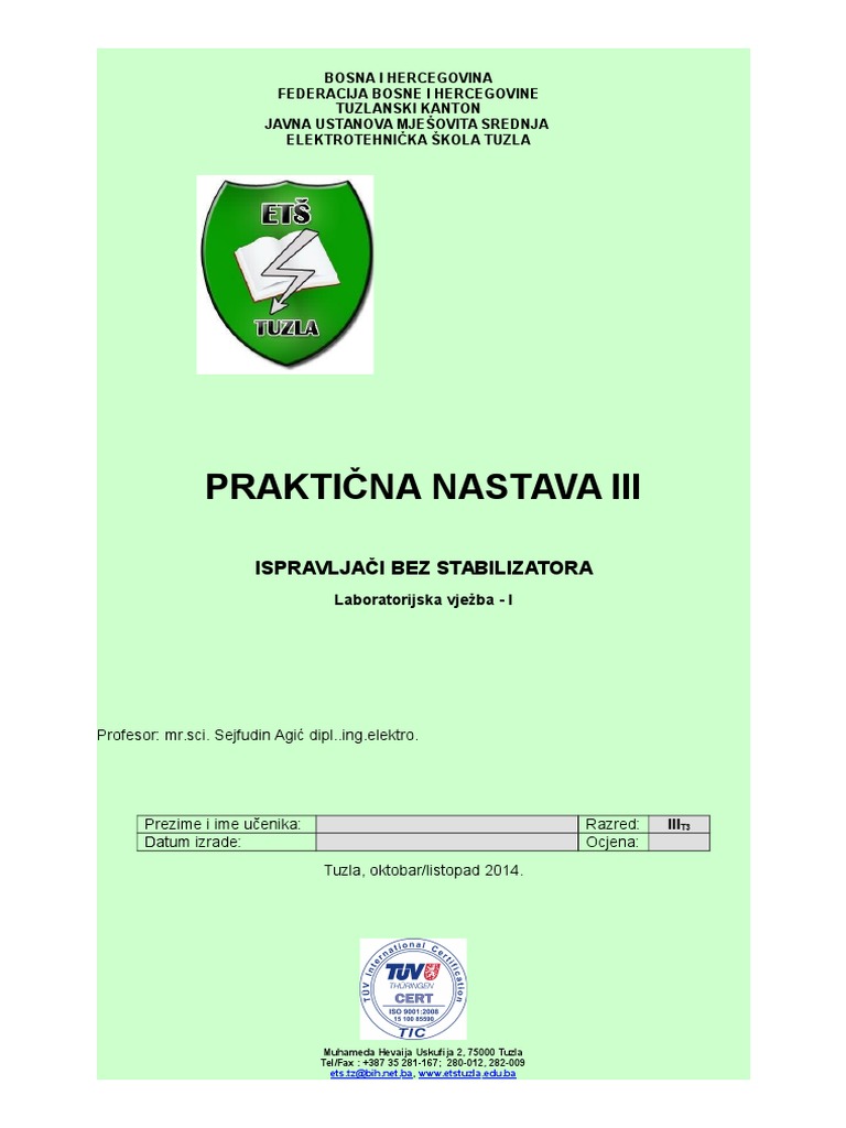 Vjezba I Ispravljaci Bez Stabilizatora | PDF