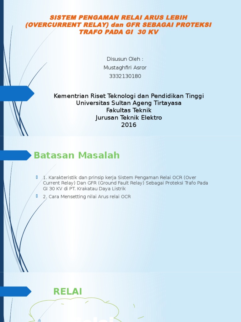 Relai OCR Dan GFR Sebagai Proteksi Trafo | PDF