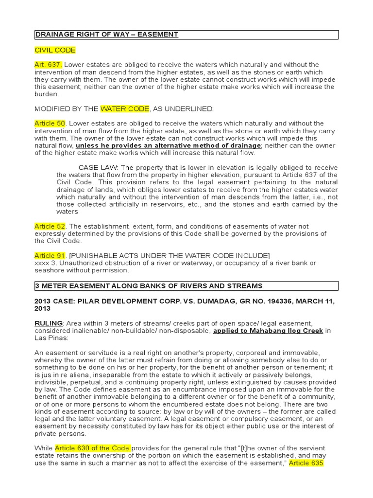 Drainage Right of Way Notes | PDF
