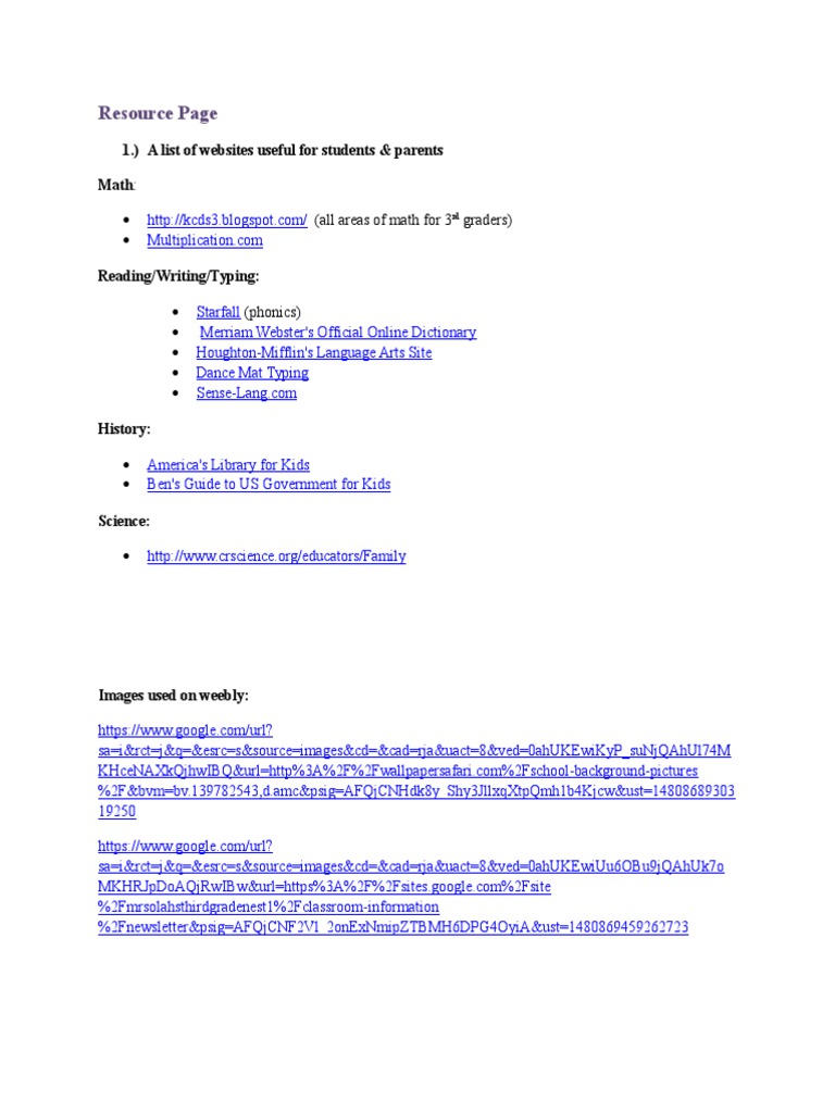 Webpage Resource Page | PDF