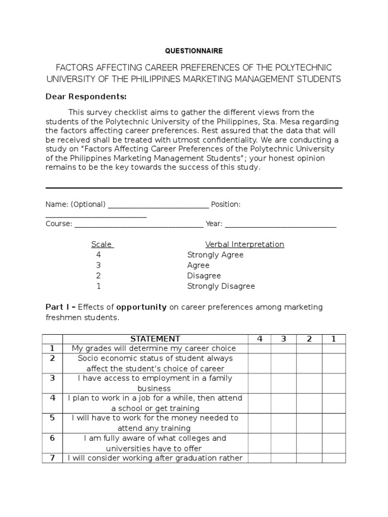 English Questionnaire (3 Pages) | Survey Methodology | Behavioural Sciences