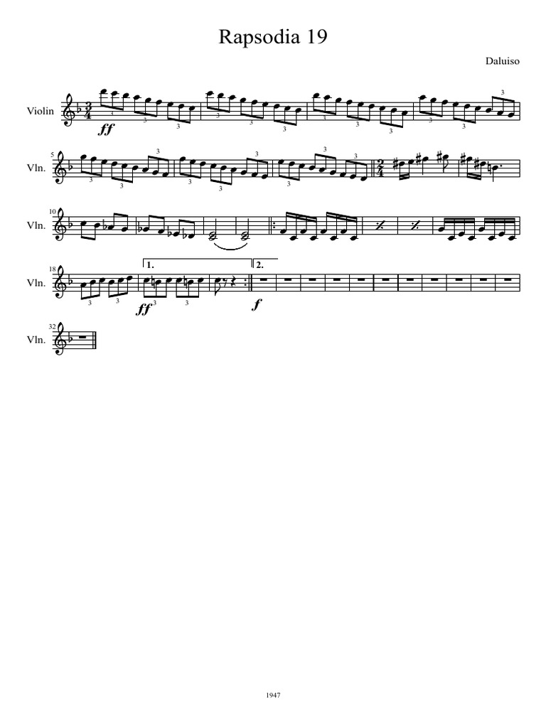 Violin Document Symbols & Numbers | PDF