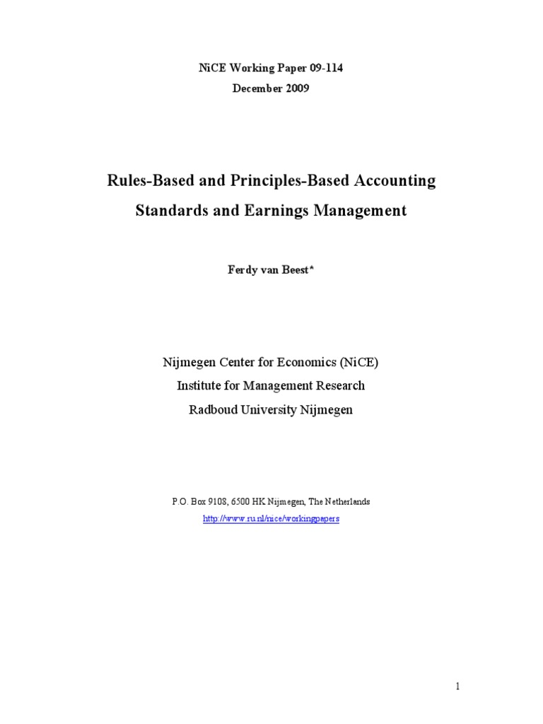 Rules-Based and Principles-Based Accounting Standards and Earnings ...