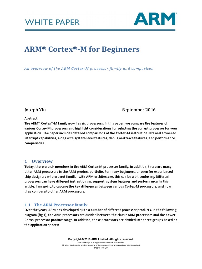 Cortex-M For Beginners - 2016 (Final v3) | PDF | Arm Architecture ...