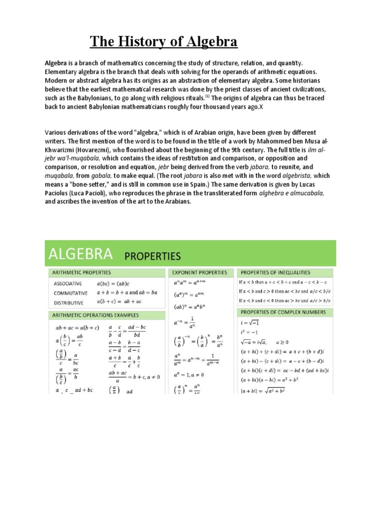 History of Algebra: Origins and Evolution | PDF | Religion ...