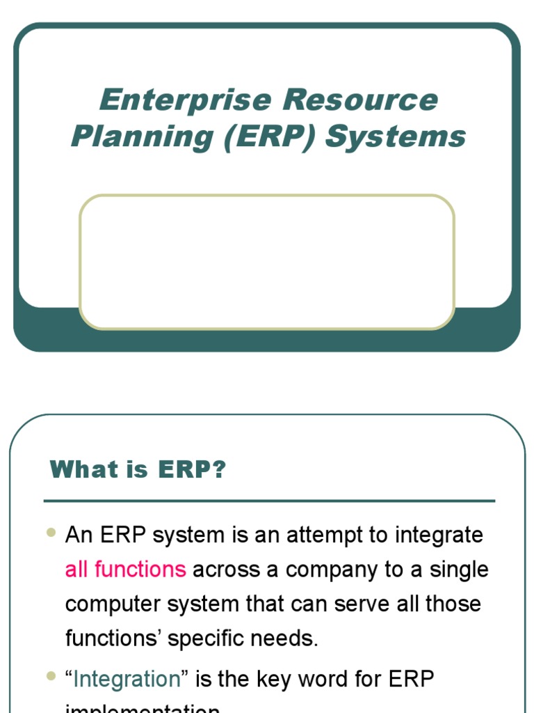 Enterprise Resource Planning (Erp) Systems | PDF | Enterprise Resource ...