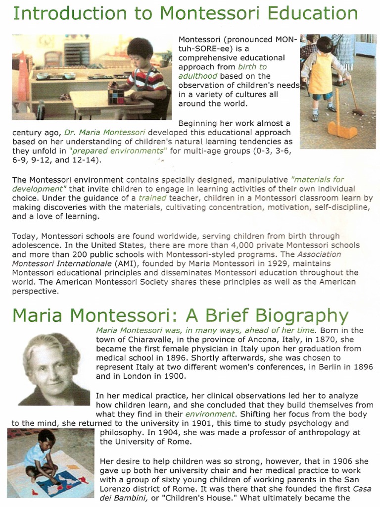 Introduction To Montessori Education0001 PDF | PDF | Montessori ...