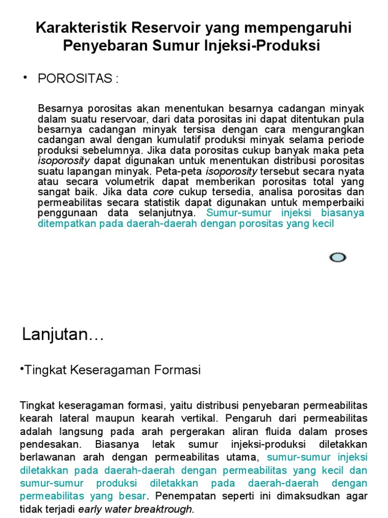 Karakteristik Reservoir Yang Mempengaruhi Penyebaran Sumur Injeksi ...