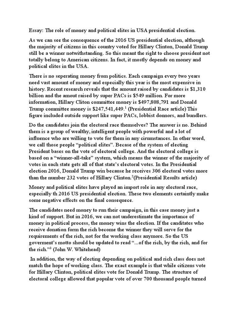 Essay | PDF | United States Presidential Election, 2016 | United States ...