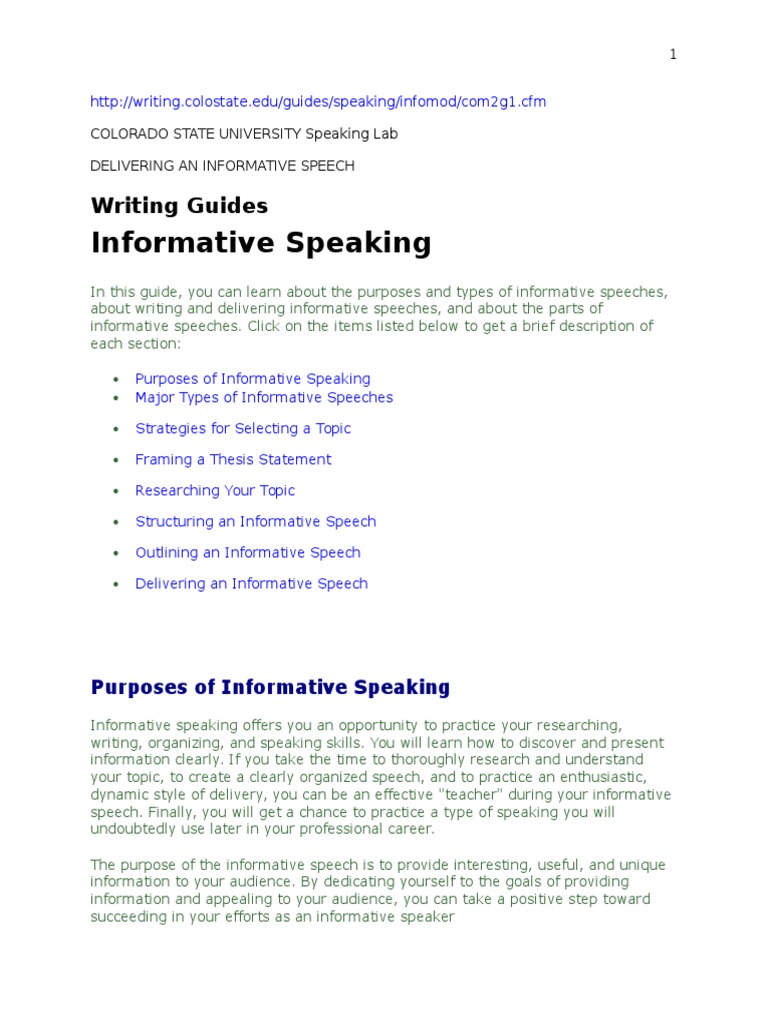 Guide to Delivering Informative Speeches | PDF | Public Speaking ...