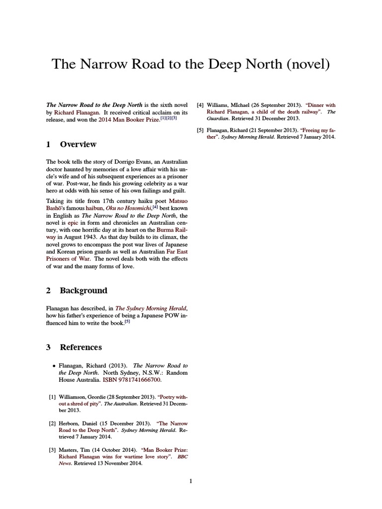 The Narrow Road To The Deep North (Novel) | PDF | Japanese Poetry | Poetry