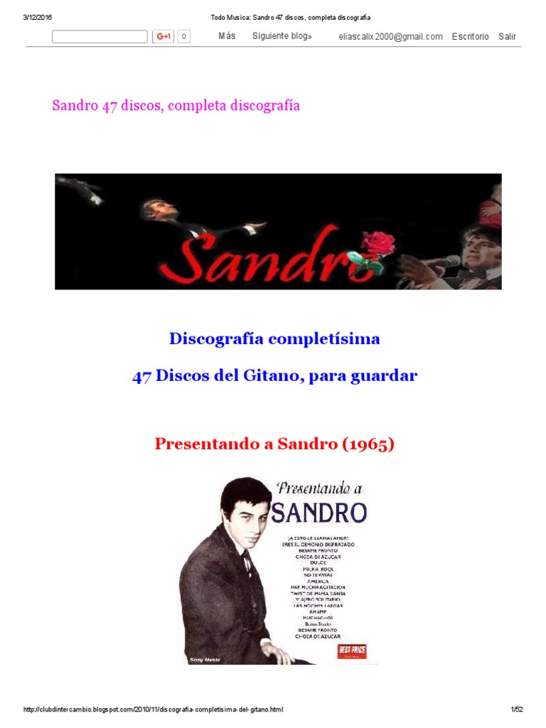Todo Musica - Sandro 47 Discos, Completa Discografía | PDF | La música ...