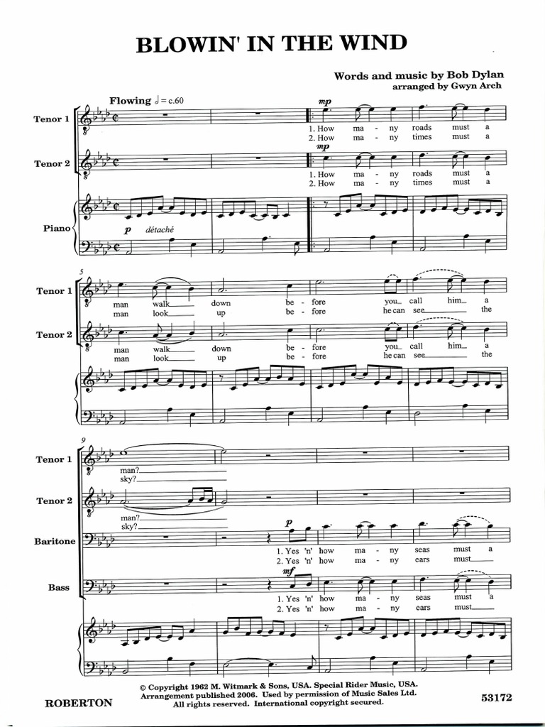 Blowin in The Wind | PDF | Elements Of Music | Singing