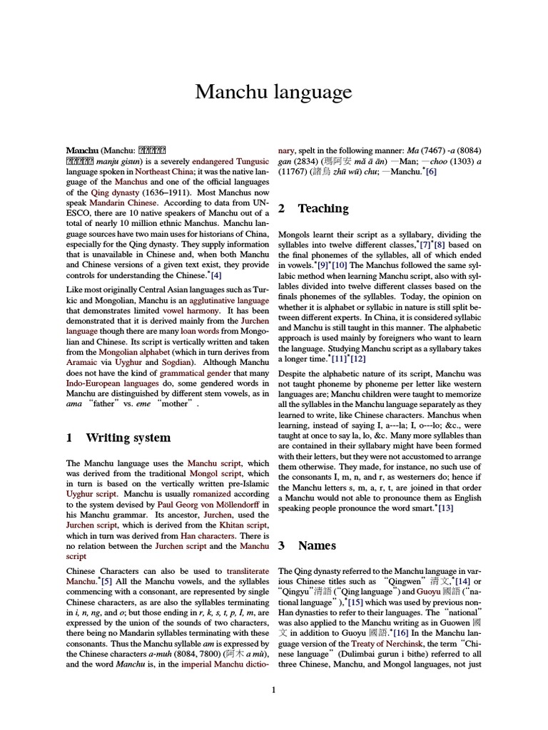 Manchu Language | PDF | Linguistics | Semiotics